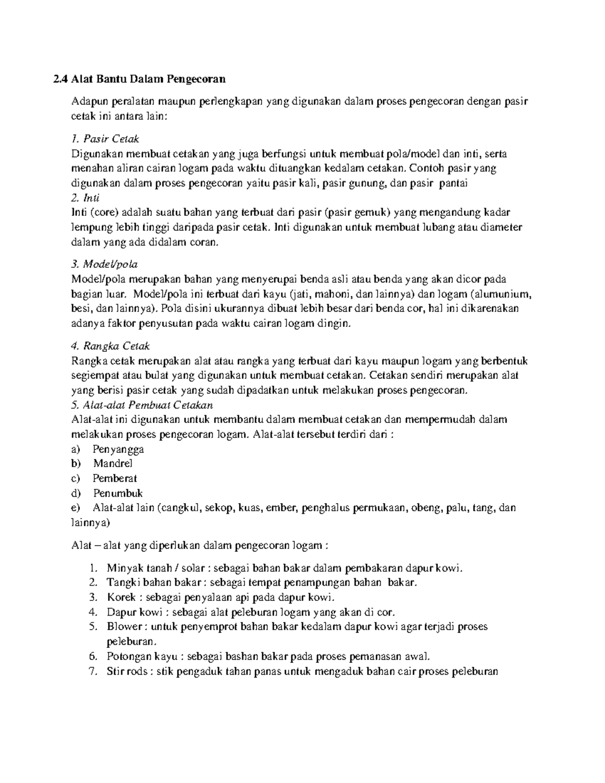 Alat bantu dalam pengecoran - 2 Alat Bantu Dalam Pengecoran Adapun ...