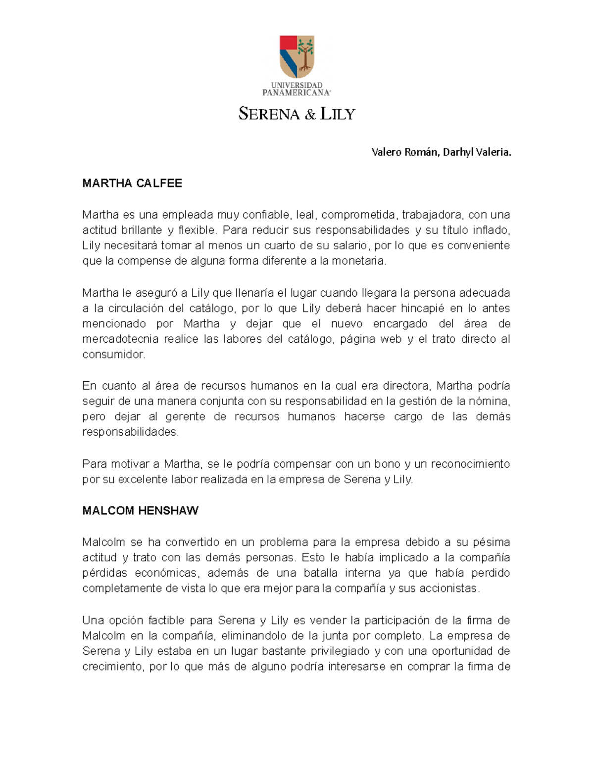 Serena y lili caso resuelto - SERENA LILY Valero Darhyl Valeria. MARTHA ...
