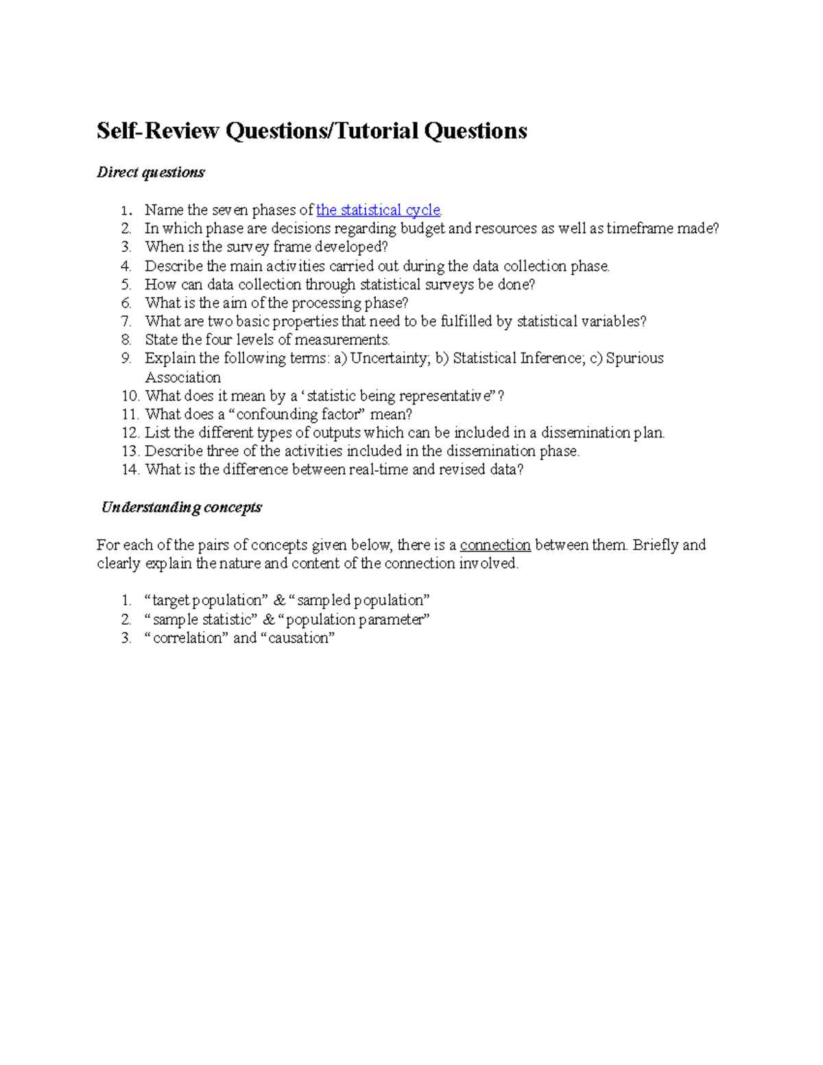 Tutorial 4 - relevant information - Self-Review Questions/Tutorial ...