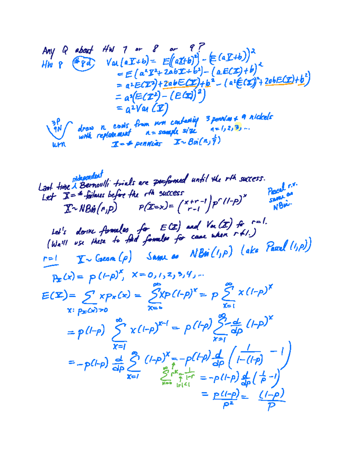 P14 (R 6-18). Examples of DRV's, Poisson RV - Any Q about HW 7 or 8 or ...