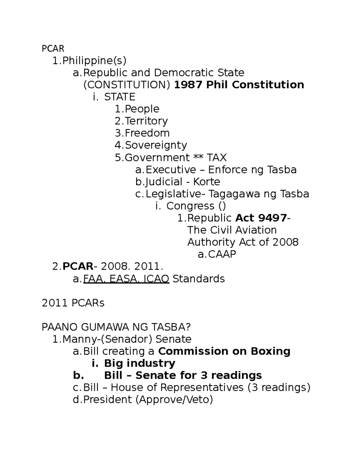 PCAR1 - Lecture notes - PCAR 1(s) a and Democratic State (CONSTITUTION ...