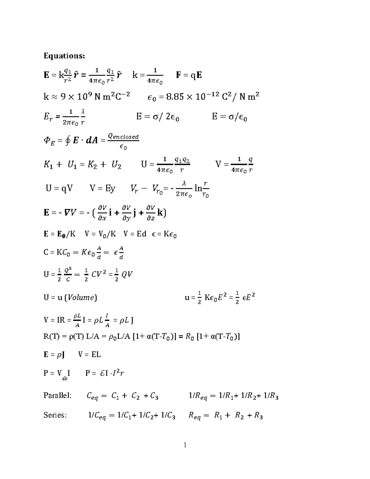 P260 Mid Term III Equations 1 Equations E K 1 2 1 4 0 p260-mid-term-iii-equations-1-equations-e-k-1-2-1-4-0