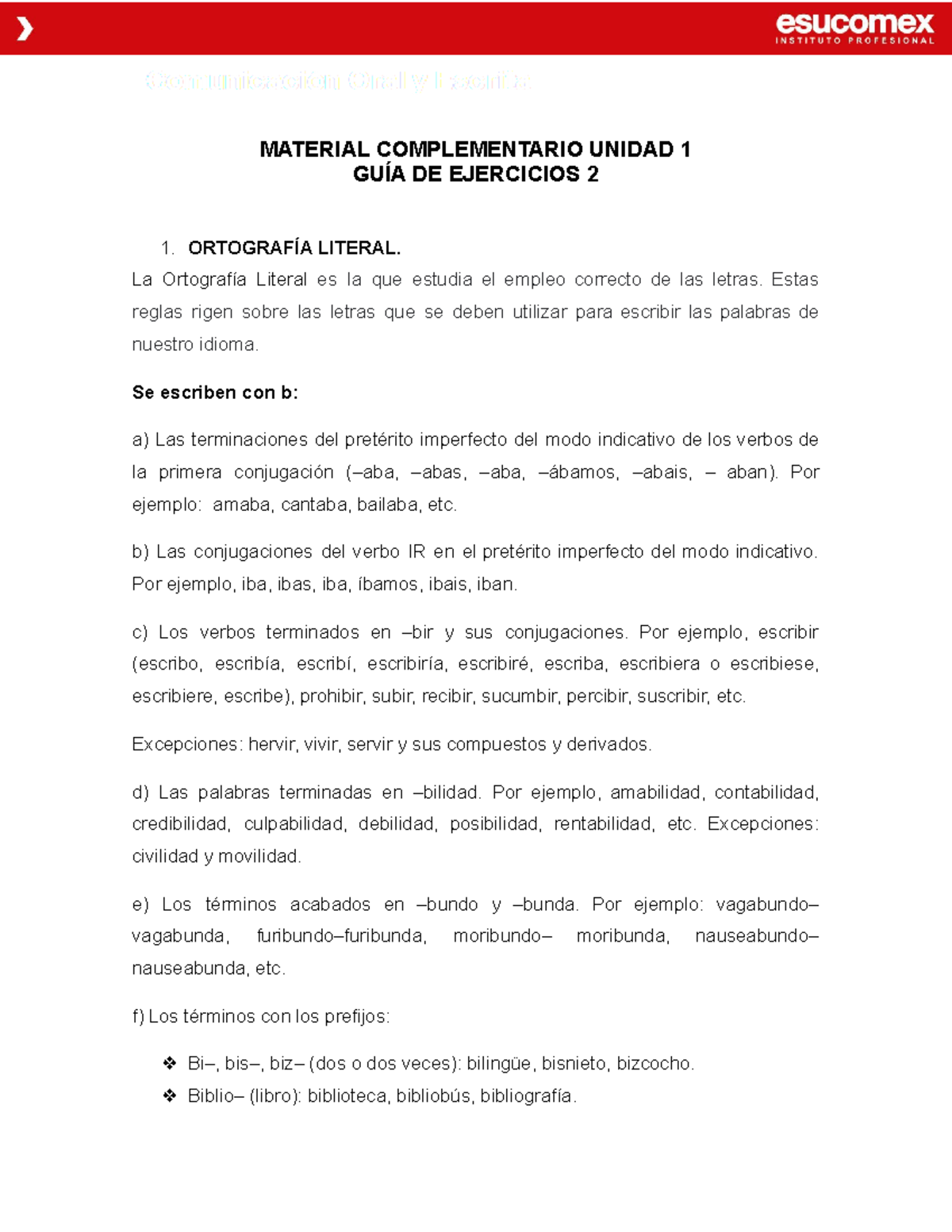 GUÍA 2 U1 Material Complementario - MATERIAL COMPLEMENTARIO UNIDAD 1 GUÍA DE EJERCICIOS 2 1 ...