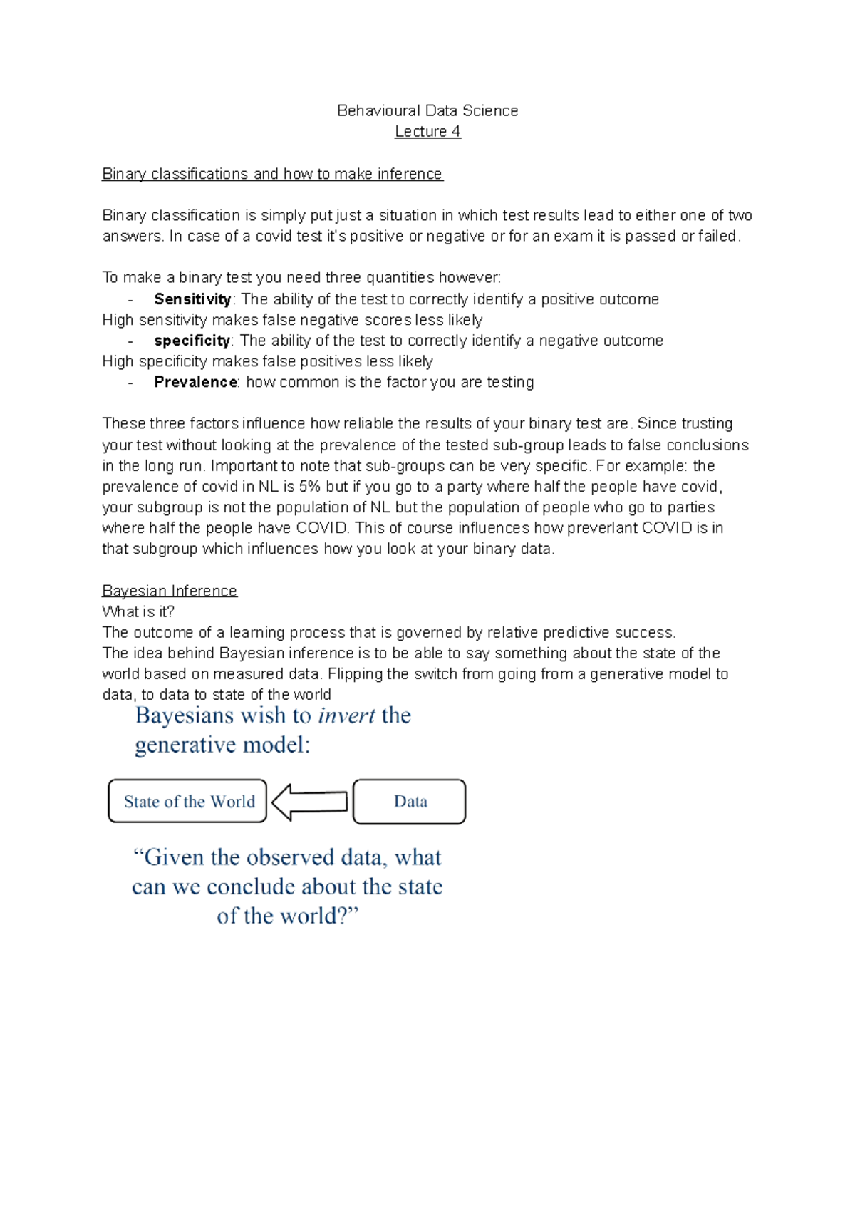 Behavioural Data Science Lecture 4 Behavioural Data Science Lecture 4 Binary Classifications