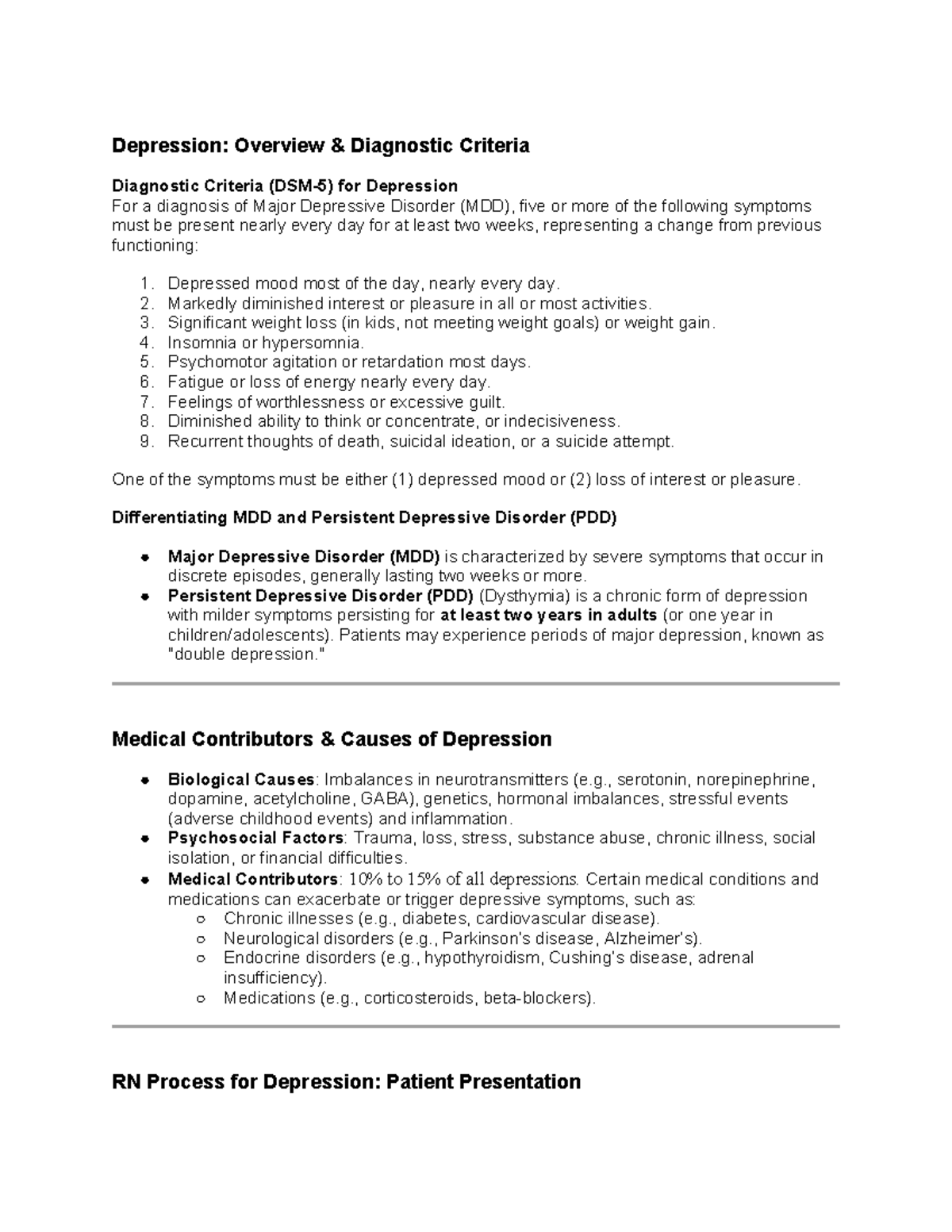 384 exam 3 notes - Depression: Overview & Diagnostic Criteria ...
