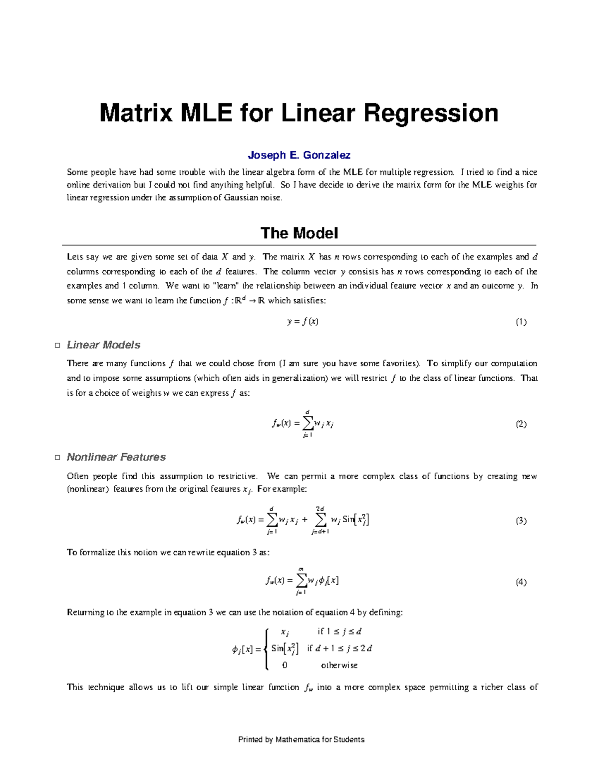 Practical - Matrix MLE for Linear Regression - Matrix MLE for Linear ...