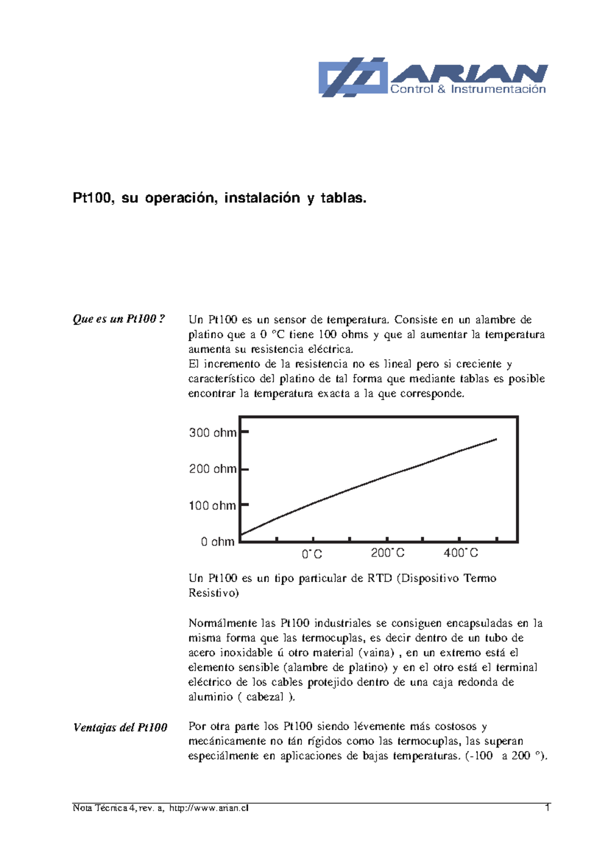 Tabla de convercion de RTD - Un Pt100 es un sensor de temperatura ...
