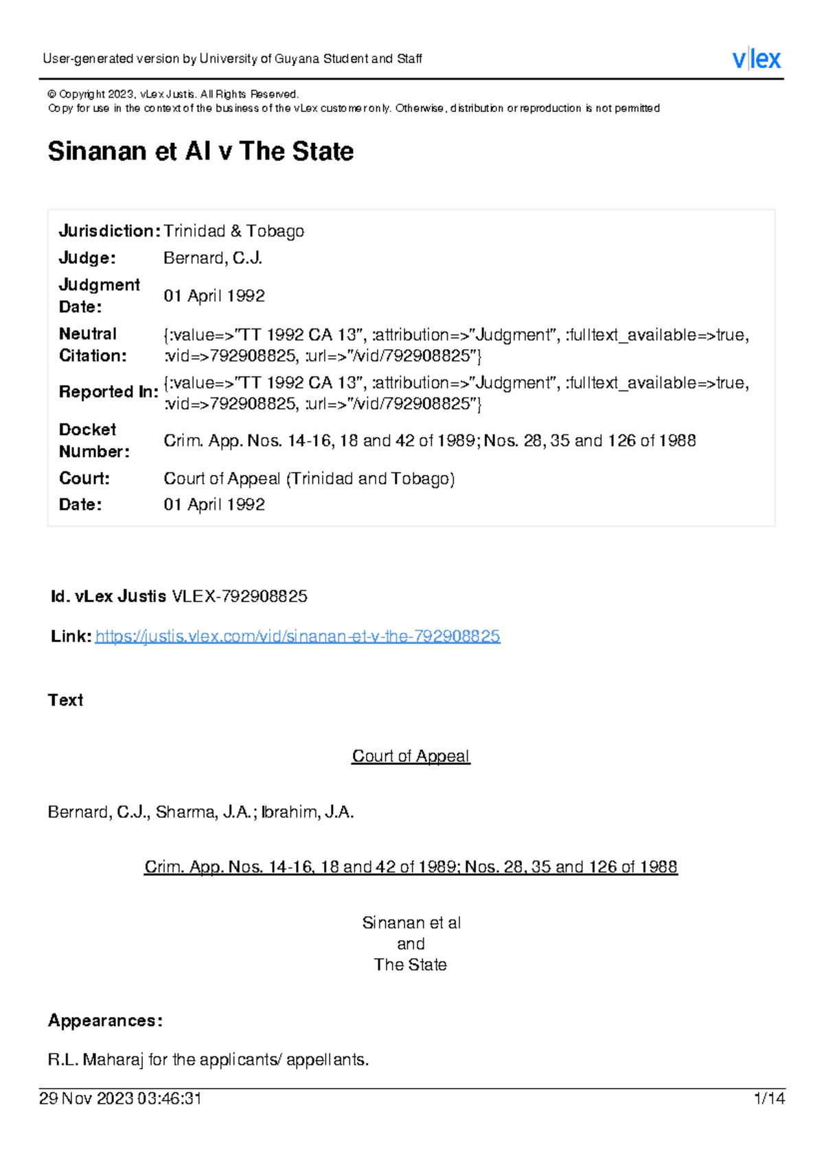 Sinanan et al v the state sinanan et al v the state - © Copyright 2023 ...