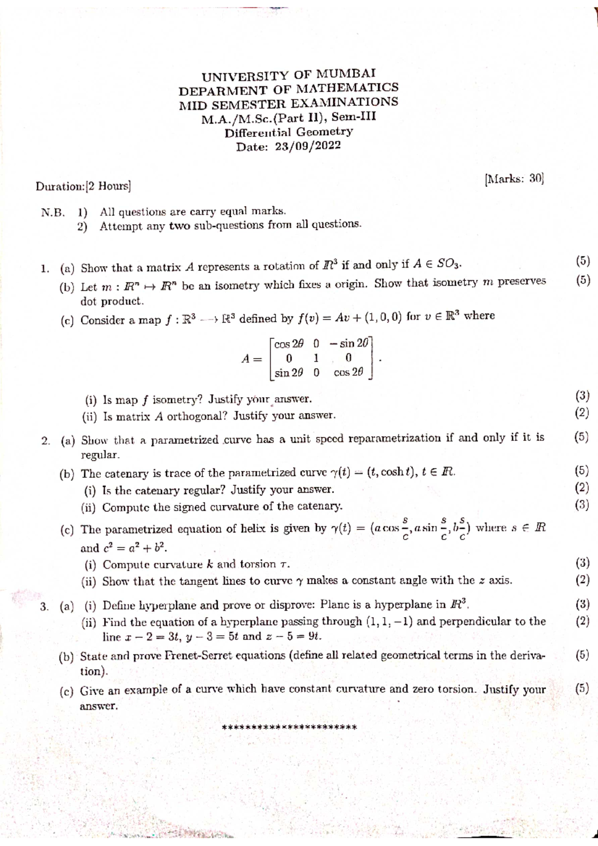 DG-Question Papers - Mathematics-I - Studocu