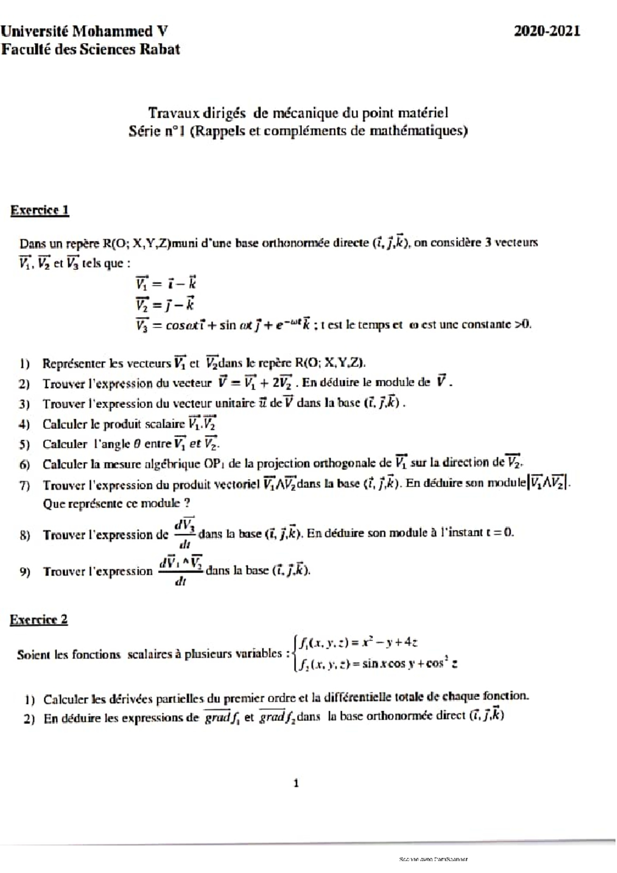 Les séries de mécanique de point S1 - S1 -Mécanique du point - Studocu