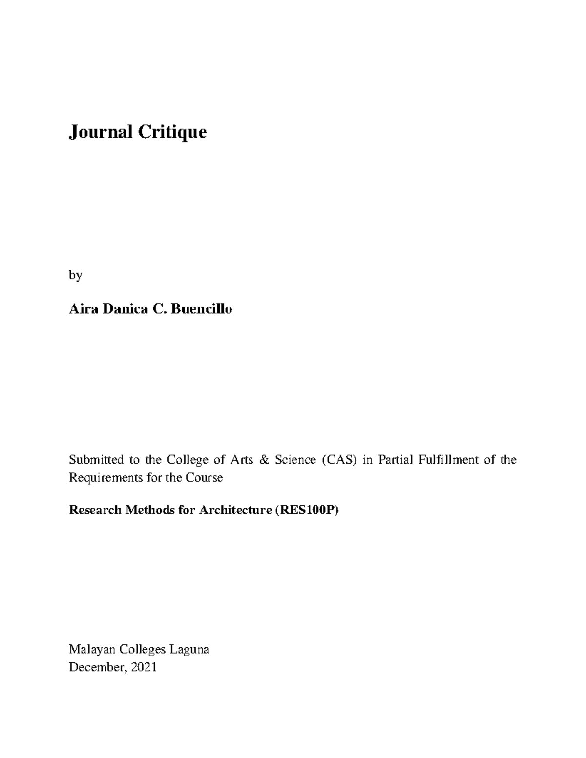 Journal Critique Gym - Journal Critique by Aira Danica C. Buencillo ...