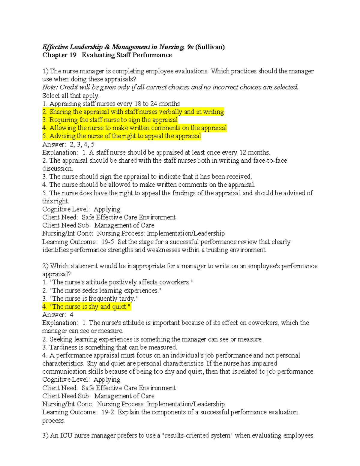Chapter 19 - Quiz7 - Effective Leadership & Management in Nursing, 9e ...