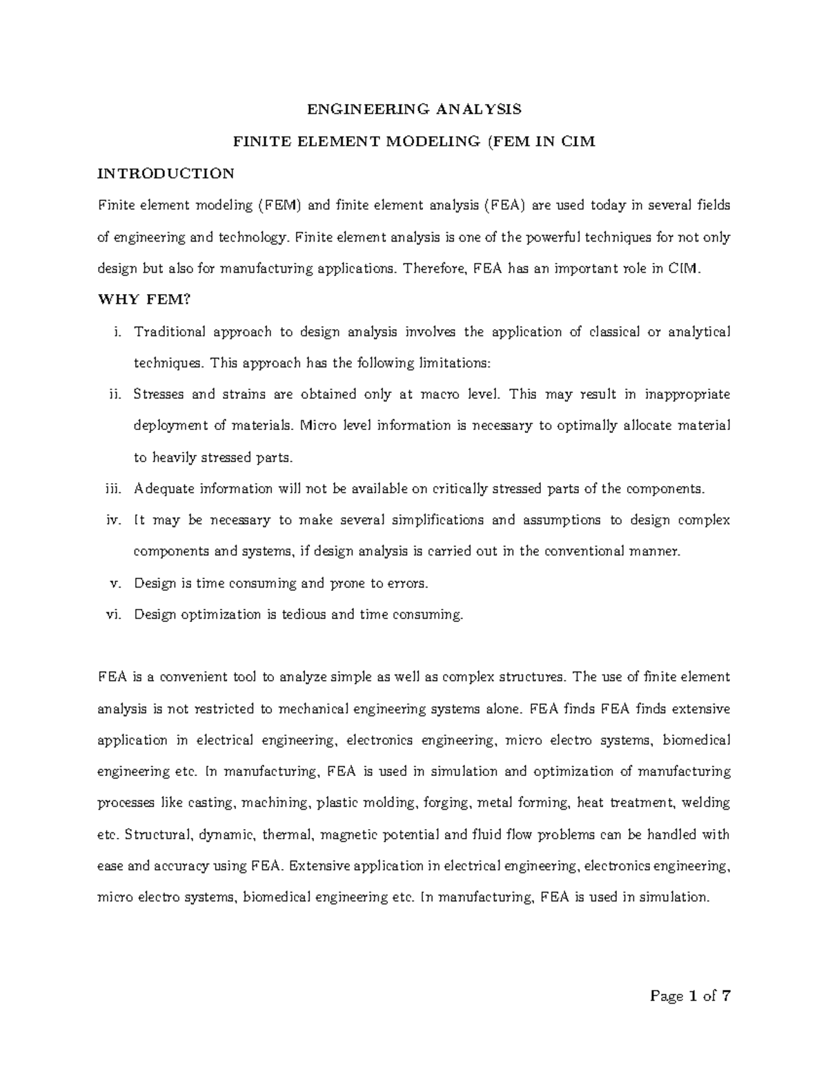 Engineering Analysis FEM - ENGINEERING ANALYSIS FINITE ELEMENT MODELING ...