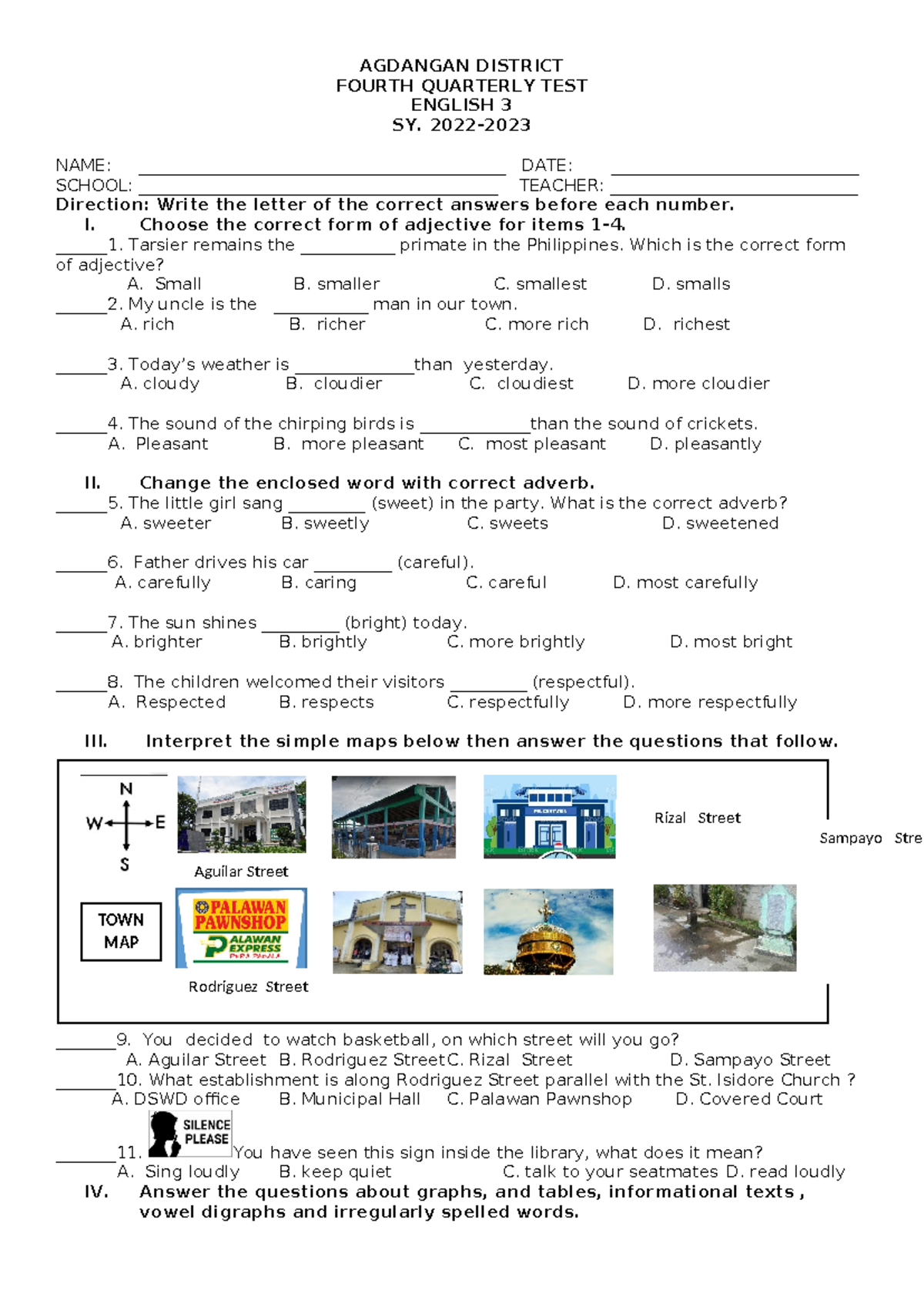 4th Quarterly TEST IN English 3 2022 23 - AGDANGAN DISTRICT FOURTH ...