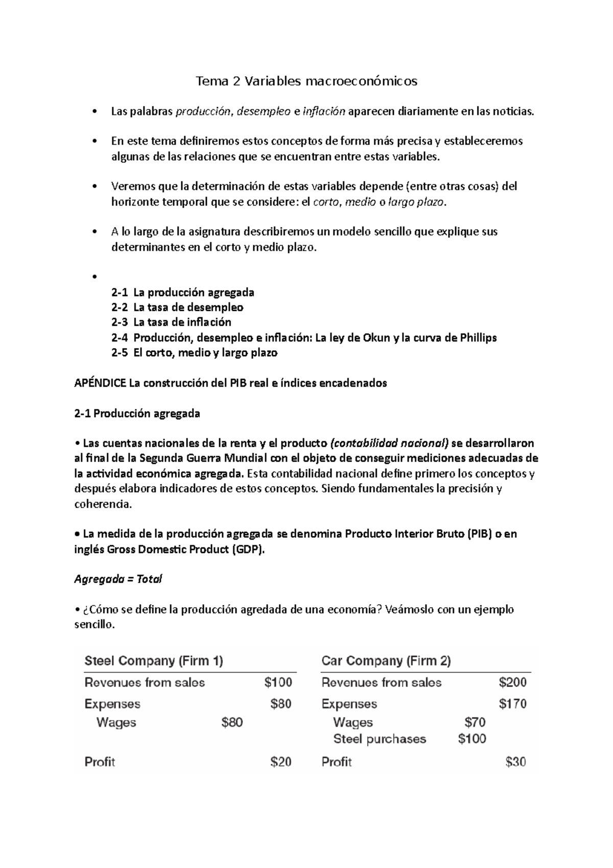 Tema 2 Variables macroeconómicos - En este tema definiremos estos conceptos de forma más precisa ...