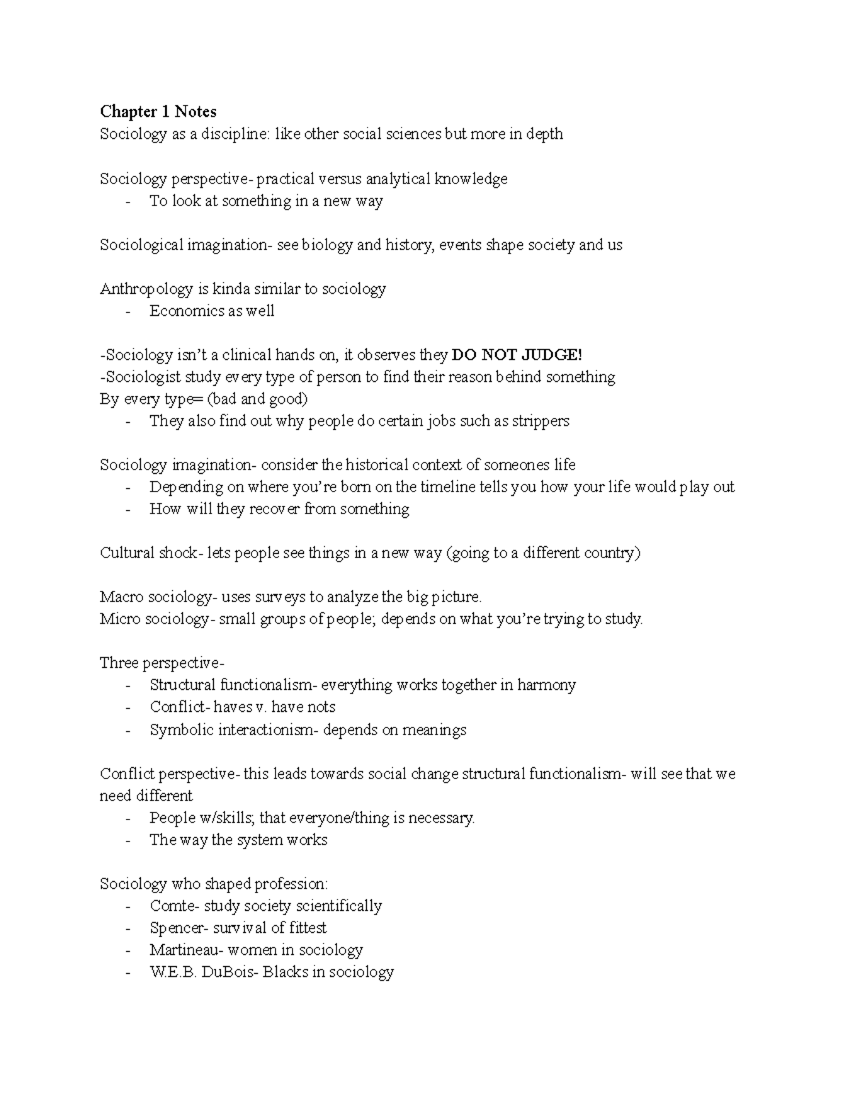 Intro to Sociology-Chapter 1 Notes - Chapter 1 Notes Sociology as a ...