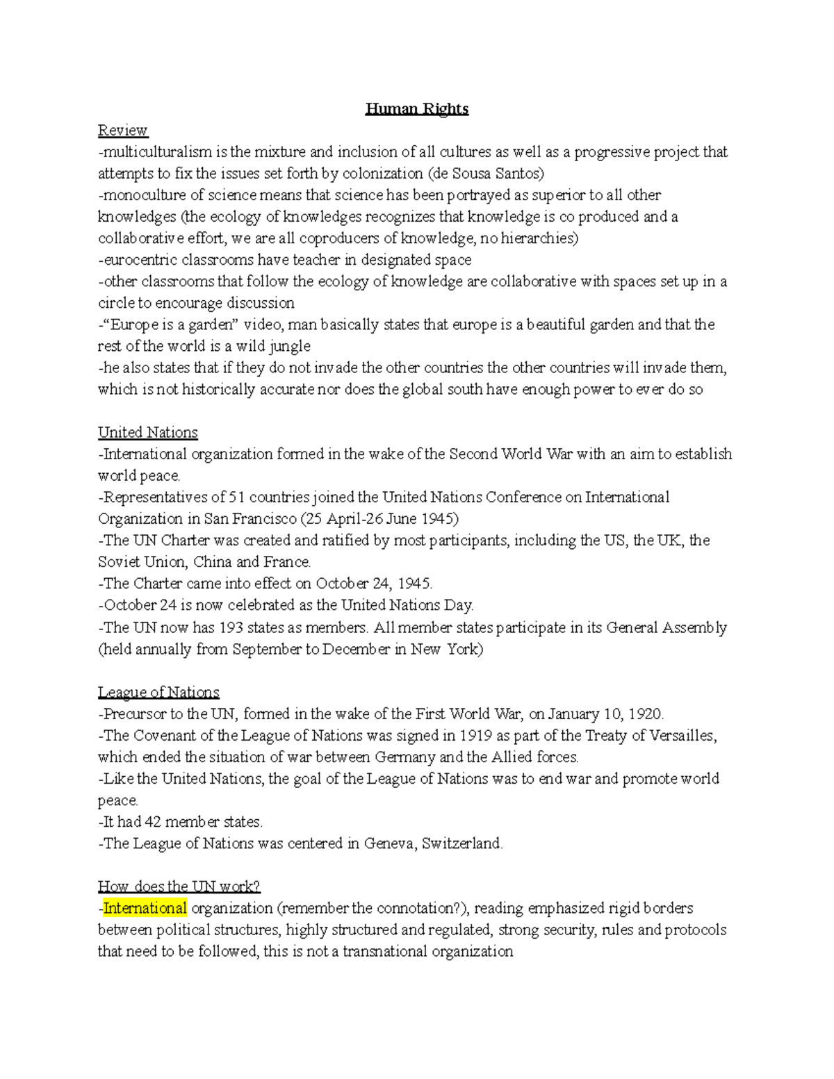 SOCI 1701 Module 5 Notes - Human Rights Review -multiculturalism is the ...