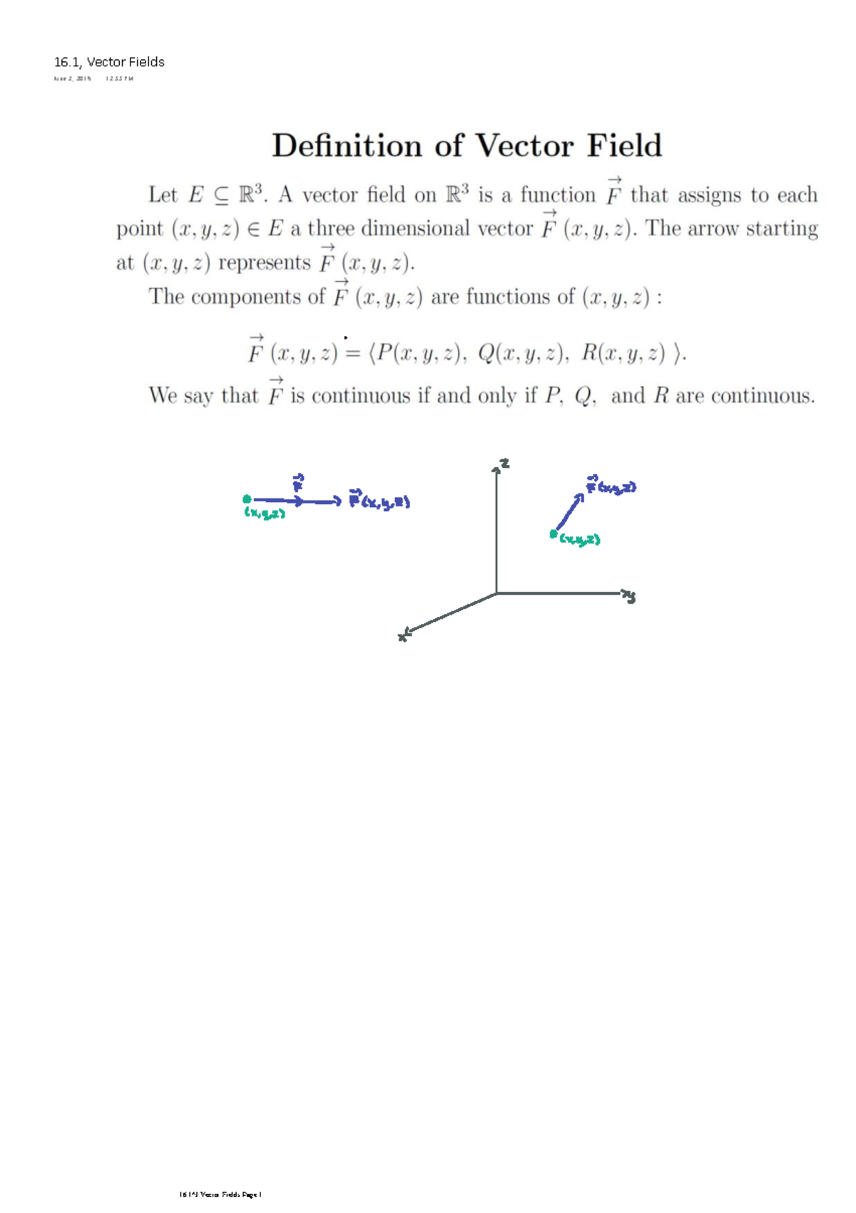 16.1, Vector Fields - Lecture notes 16.1 - 16, Vector Fields June 2 ...