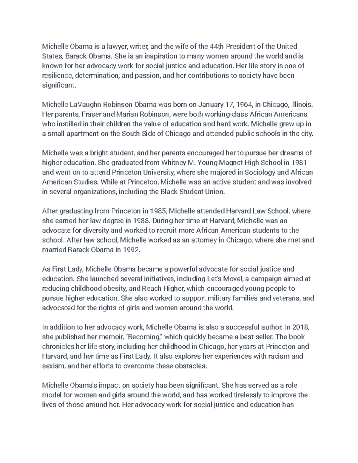 Michelle Obama - She is an inspiration to many women around the world ...