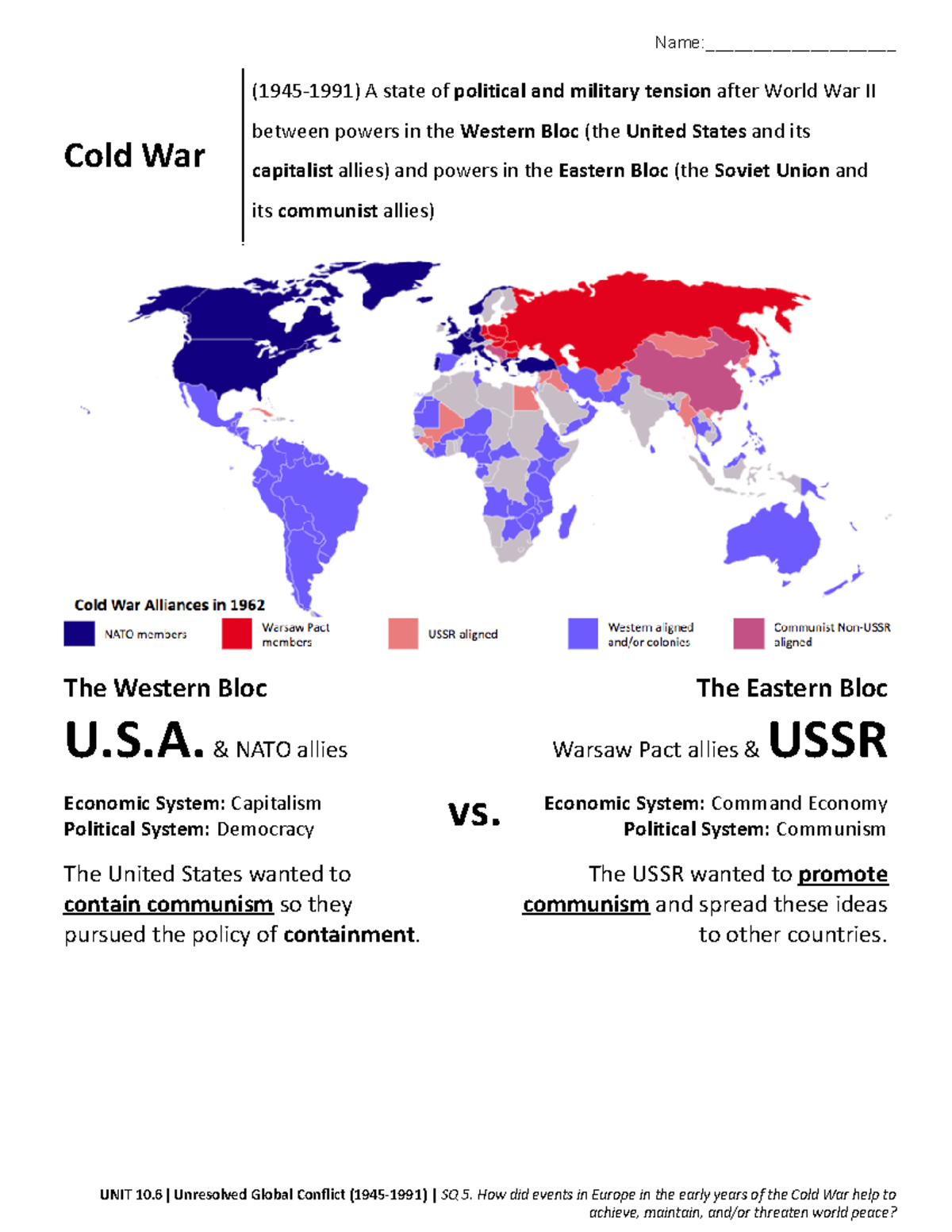 Copy of Cold War Events Packet - Name:____________________ Cold War ...