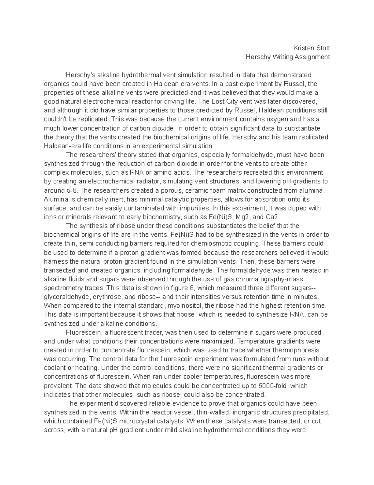 Bio Writing Assignment - Kristen Stott Herschy Writing Assignment ...