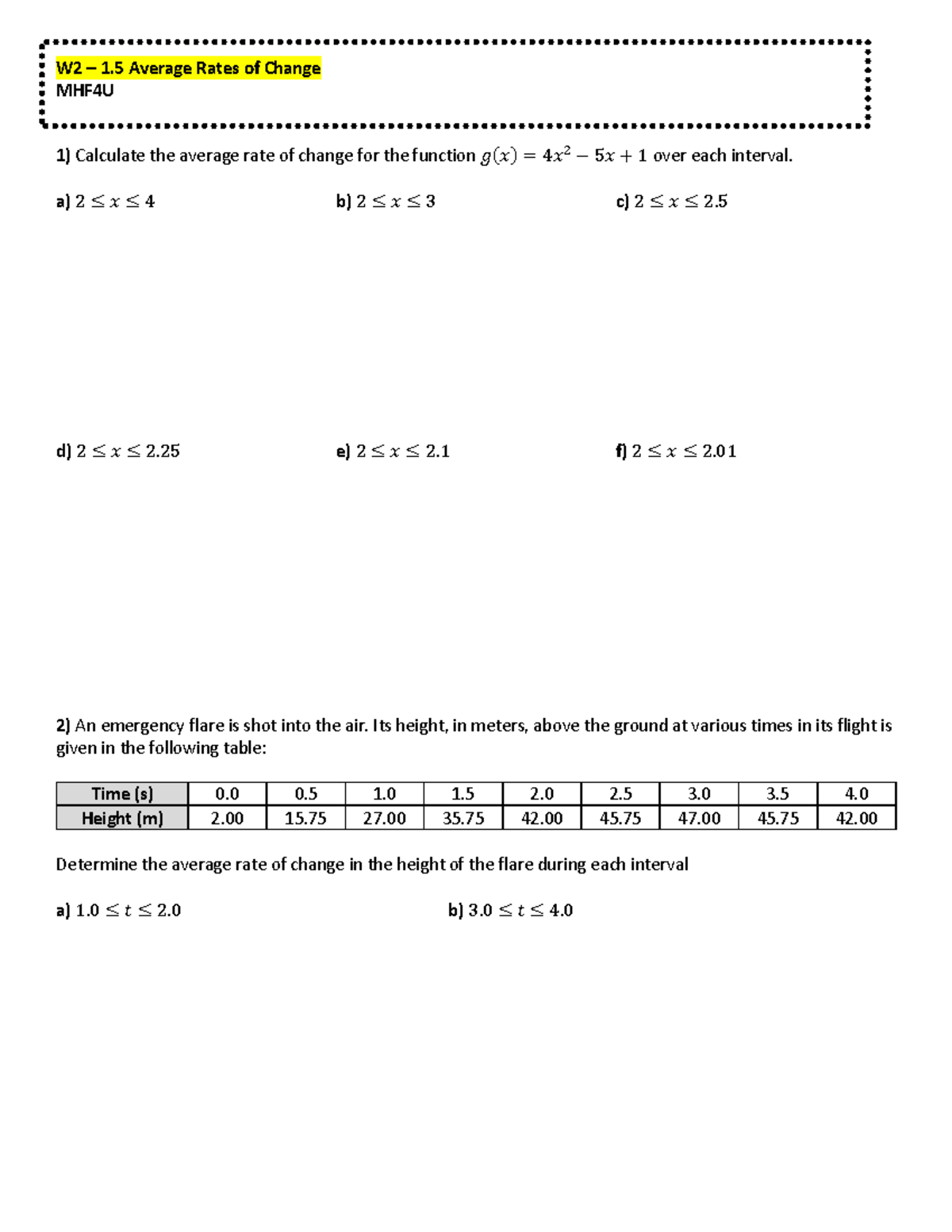 Average Rate Of Change Practice Questions W 2 1 Average Rates Of average-rate-of-change-practice-questions-w-2-1-average-rates-of