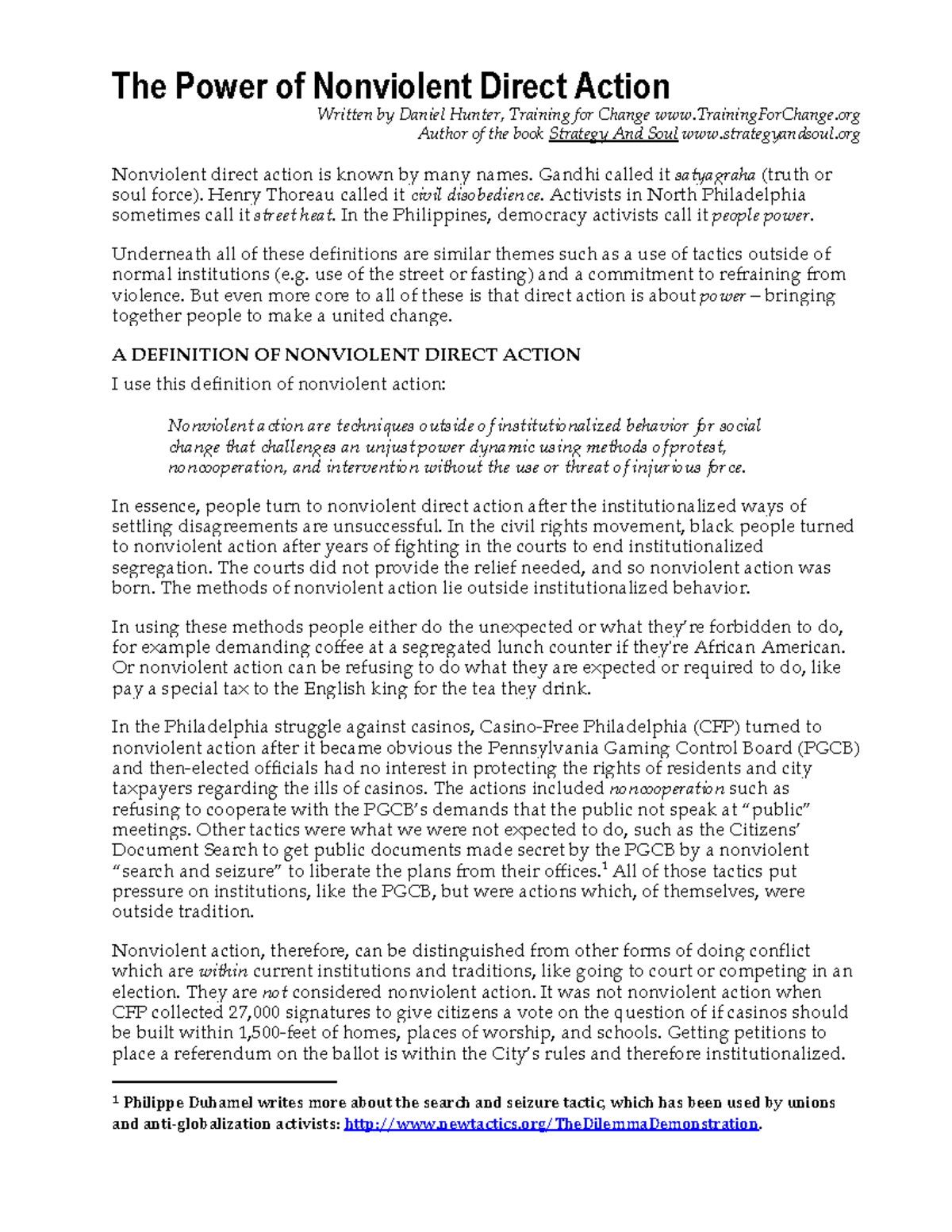 The power of nonviolent direct action daniel hunter final ...