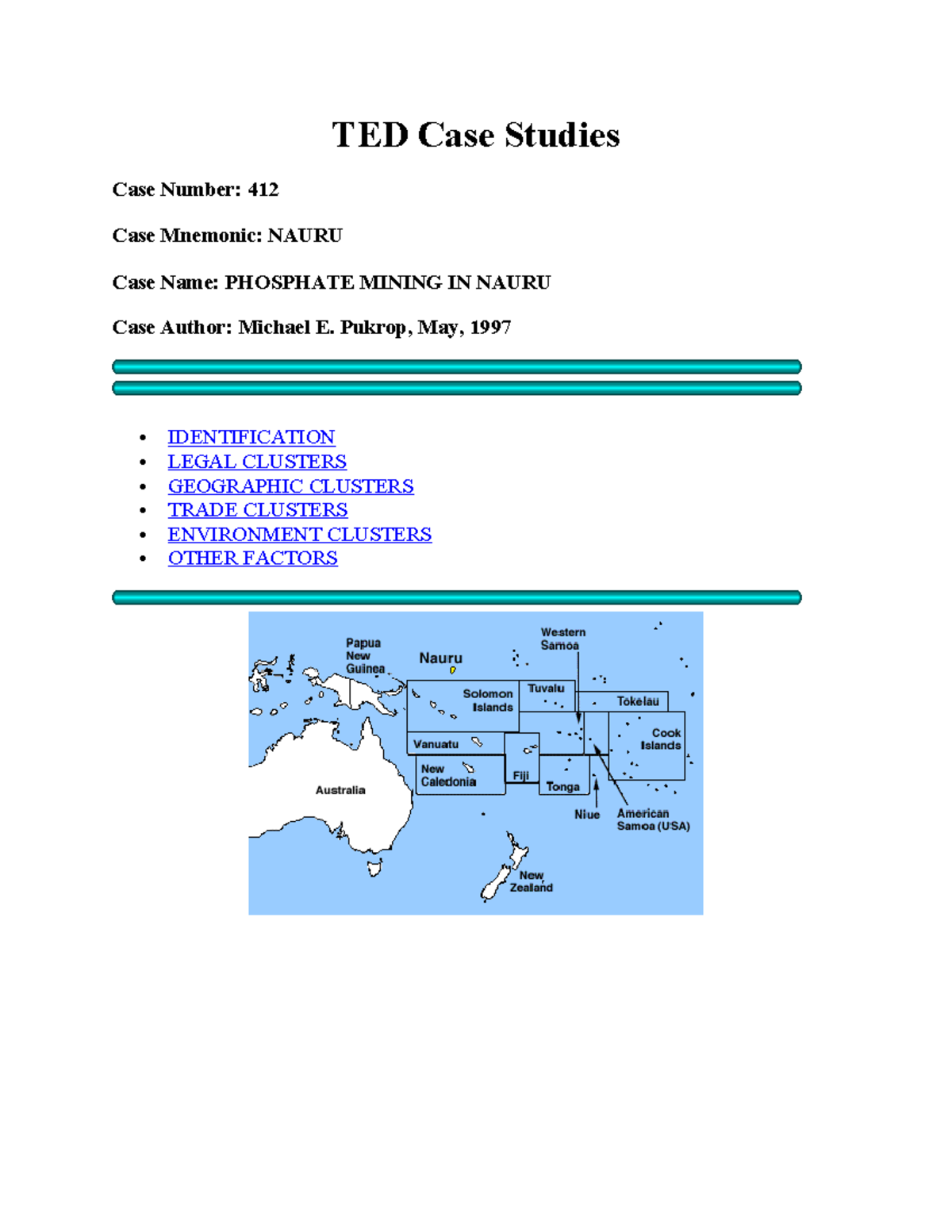 Nauru Case Study - TED Case Studies Case Number: 412 Case Mnemonic ...