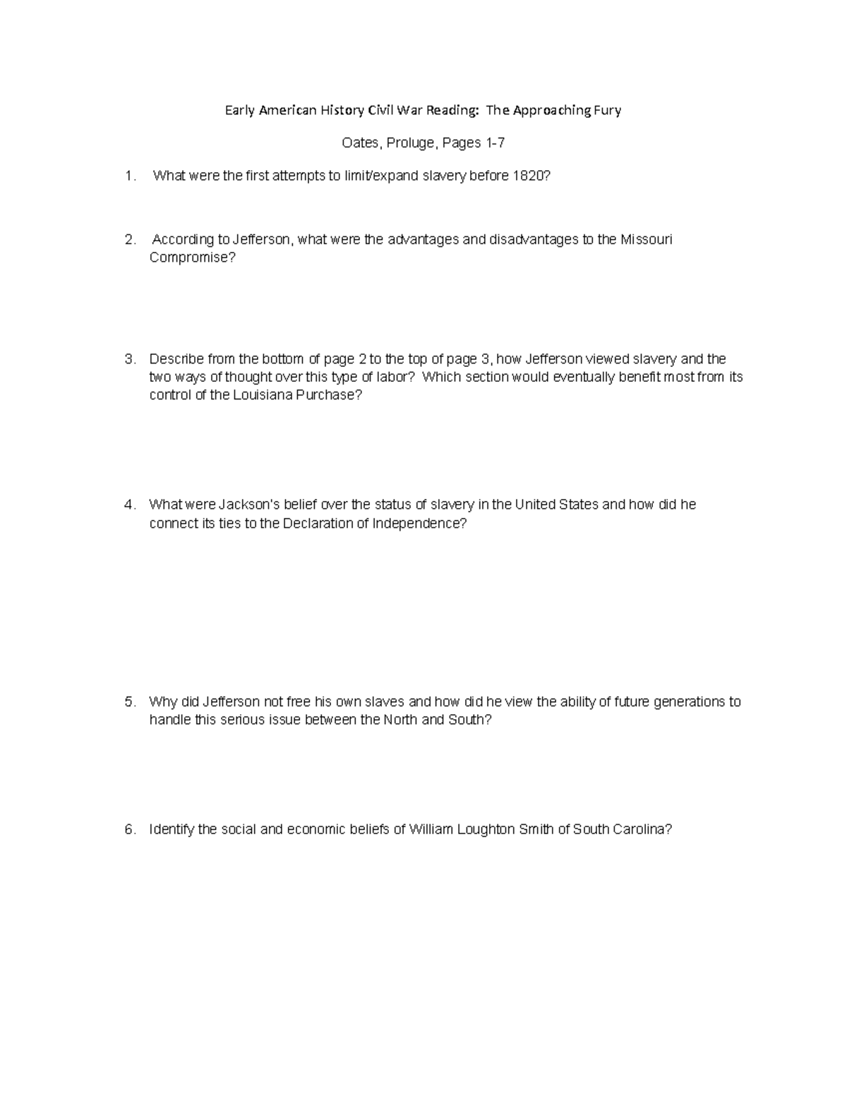 Early American History Reading Assignment pgs 1-7 - Early American ...
