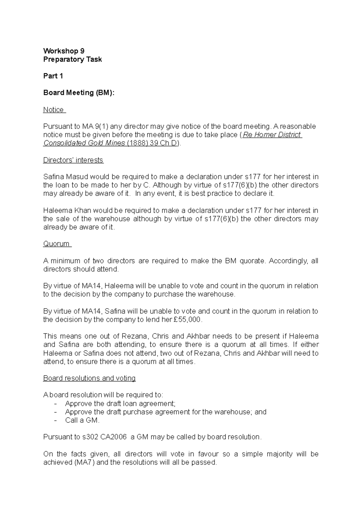 BLP - Company Procedure - Tasks - Workshop 9 Preparatory Task Part 1 ...