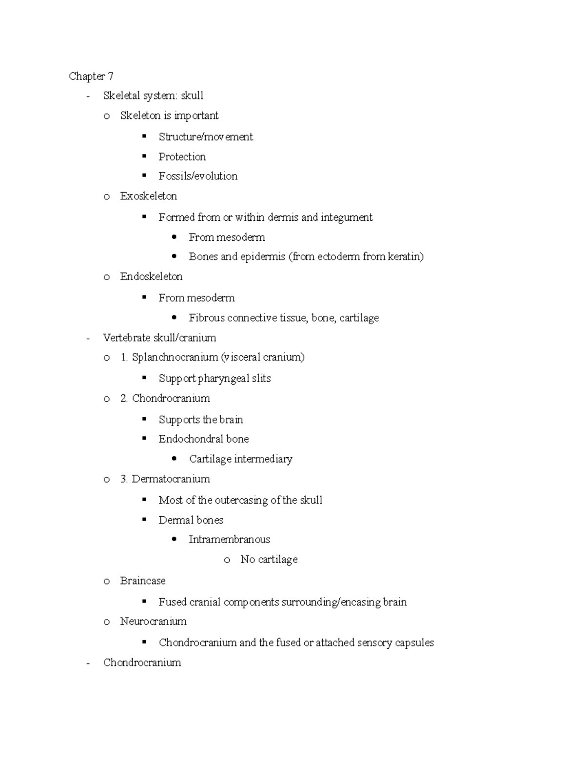 Chapter 7 - Vertebrates - Chapter 7 - Skeletal system: skull o Skeleton ...