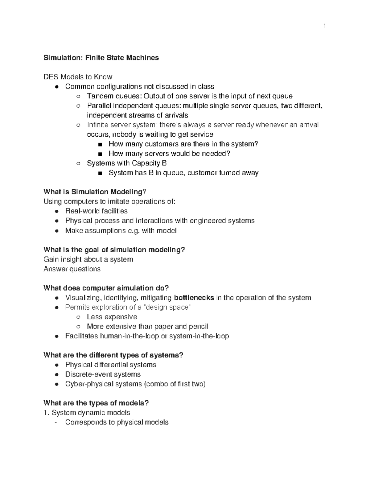 Simulation Notes - Simulation: Finite State Machines DES Models to Know ...