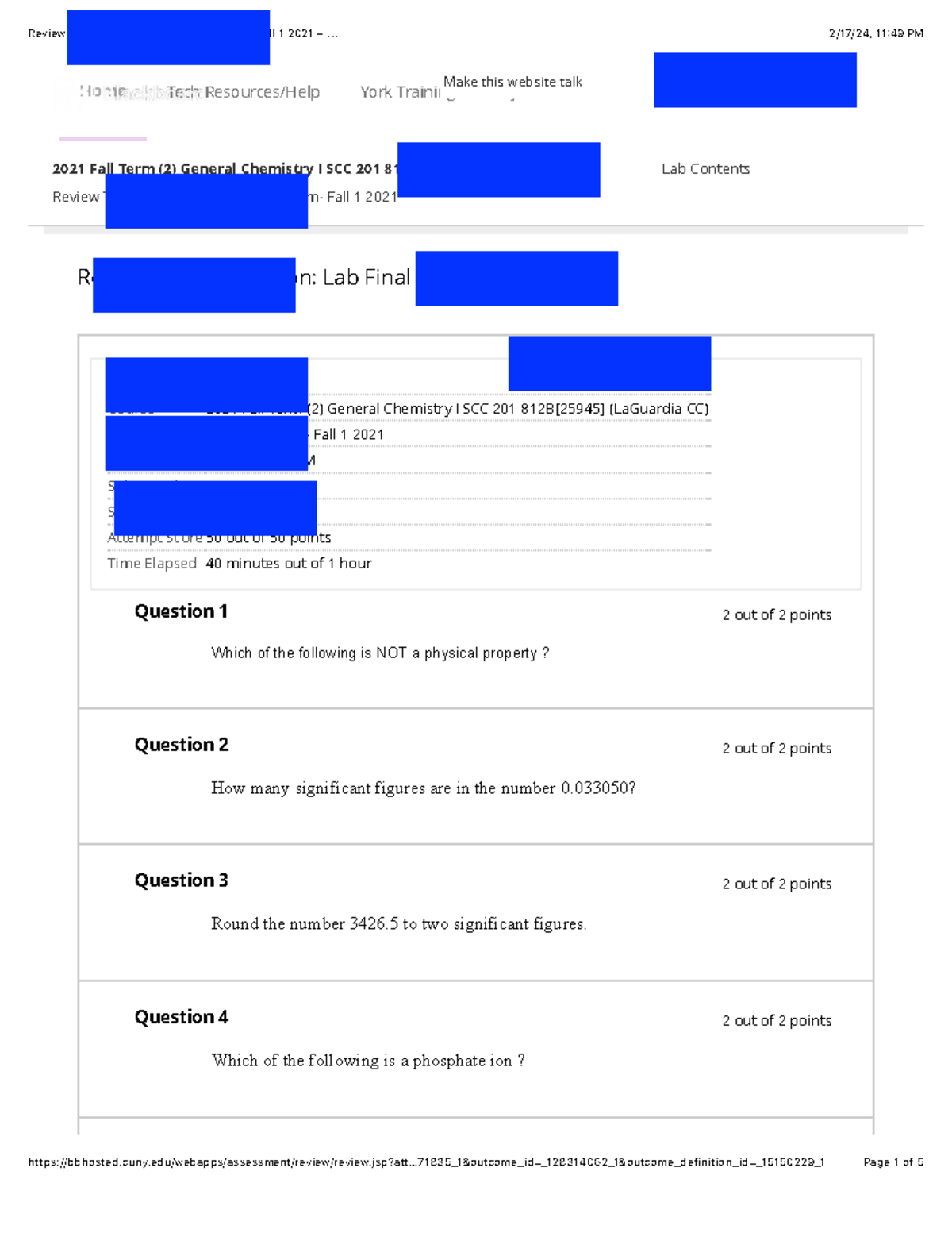 Review Test Submission: Lab Final Exam- Fall 1 2021 – - Review Test ...