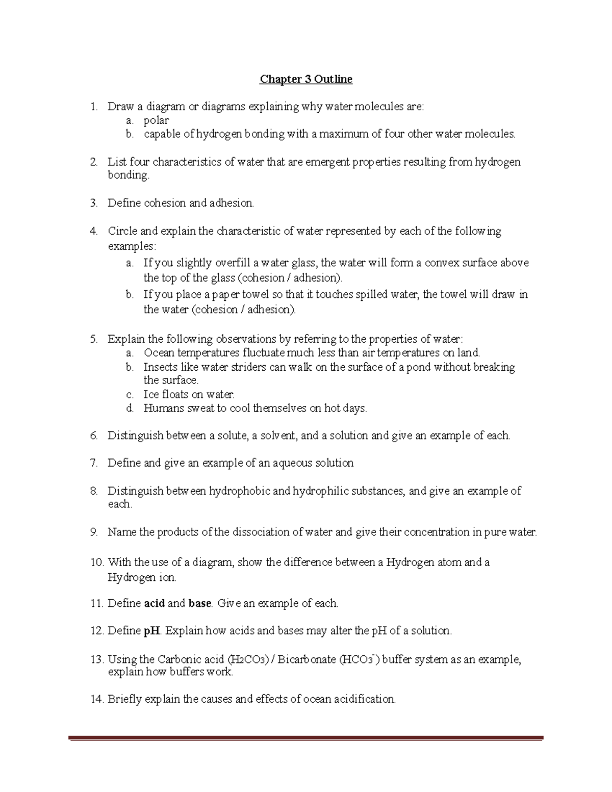 Chap 3 Outline - Chapter 3 Outline Draw a diagram or diagrams ...