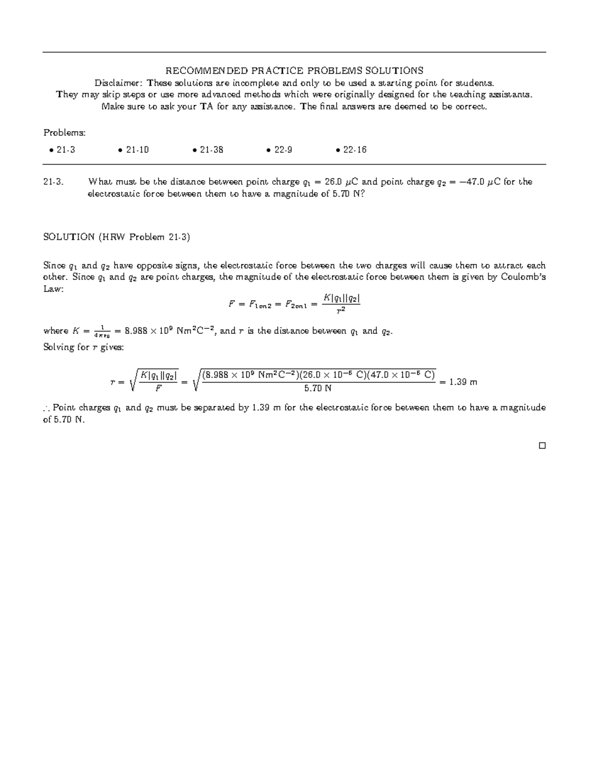 Tutorial 1 with answers - Phys 1004 - Carleton - Studocu