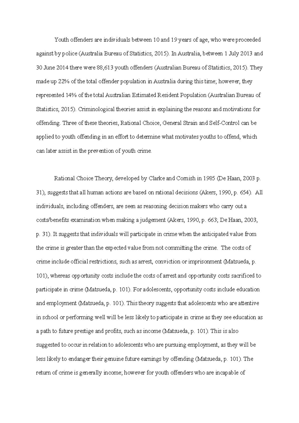 CRI1103 Essay Assessment - Youth Offending in Australia - Youth ...