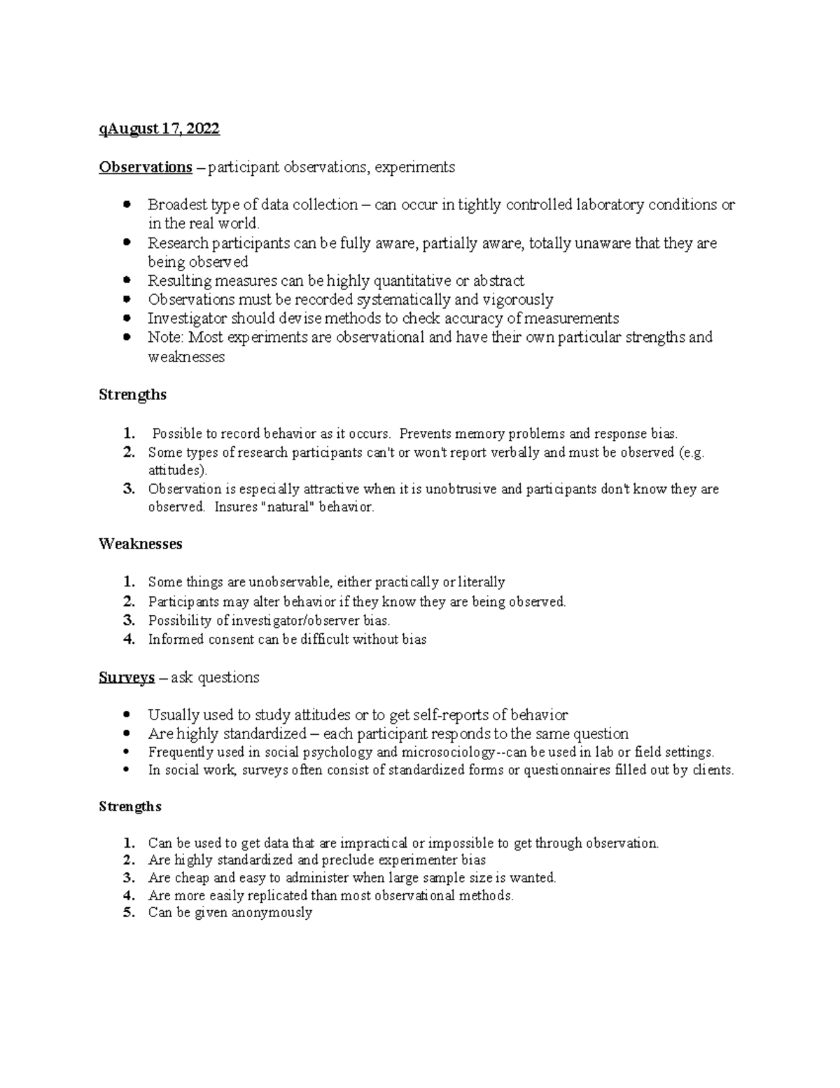 Data Collection and Form Design - qAugust 17, 2022 Observations ...