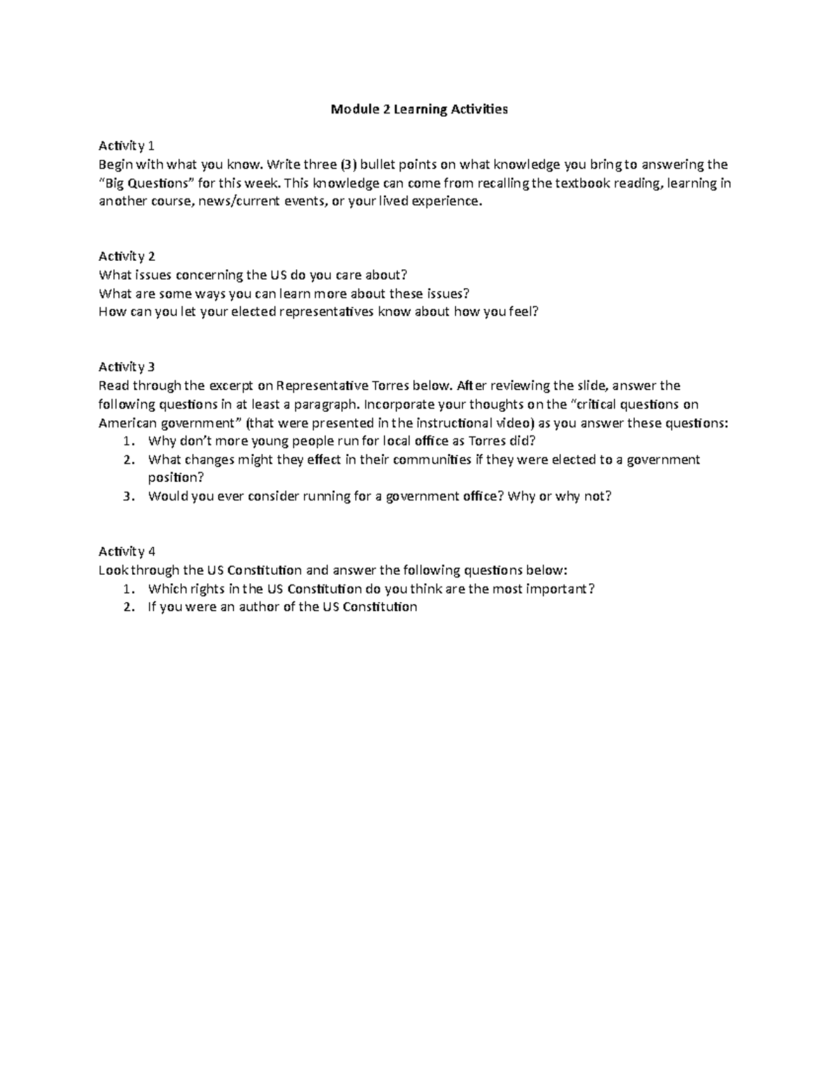 Learning Activities - M2 - Module 2 Learning Activities Activity 1 ...