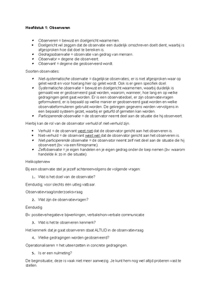 Observeren & Rapporteren - Samenvatting Observeren, registreren ...
