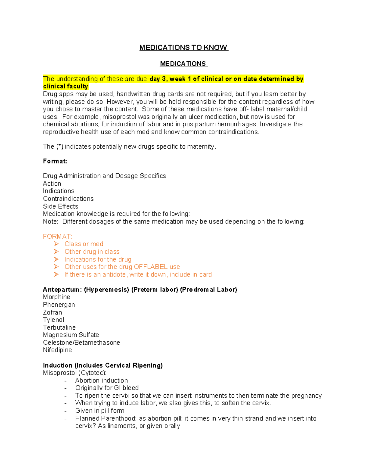 Medications TO KNOW - meds - MEDICATIONS TO KNOW MEDICATIONS The ...