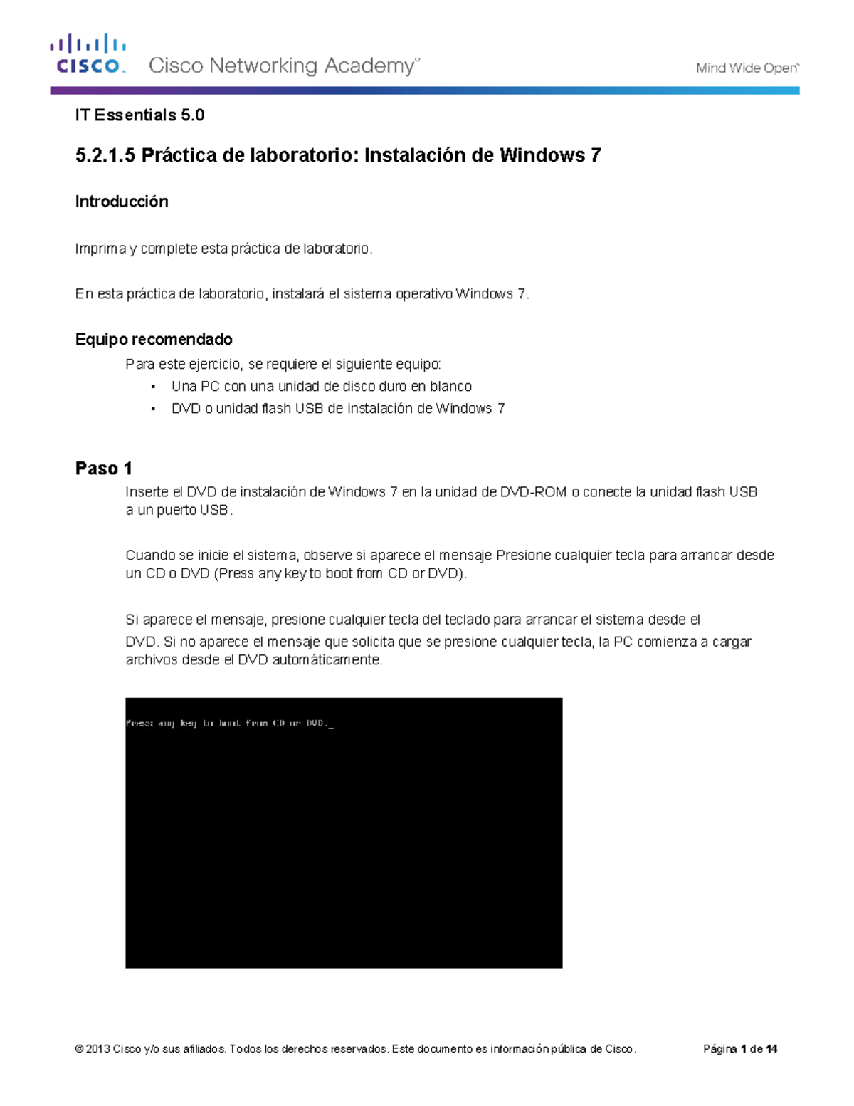 Install windows - Material de repaso - IT Essentials 5. 5.2.1 Práctica ...