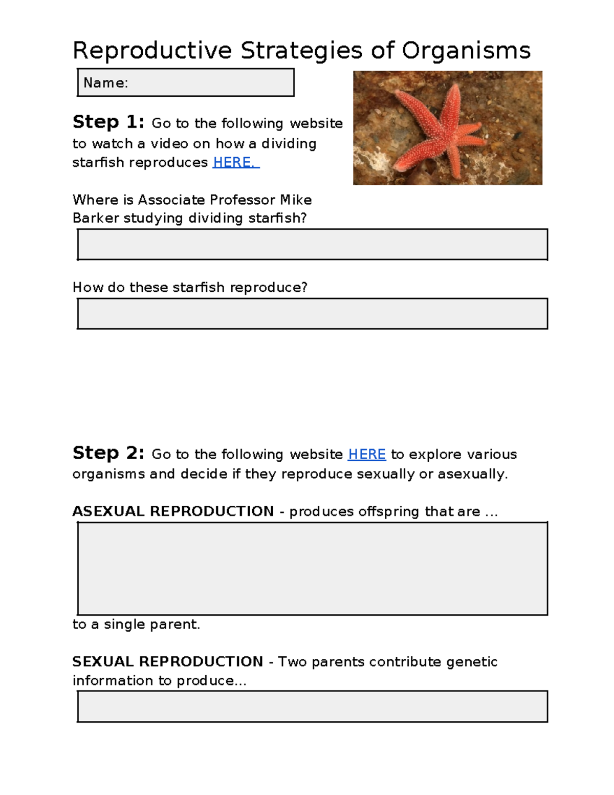 Reproductive Strategies Comparing Sexualand Asexual Reproduction Free ...