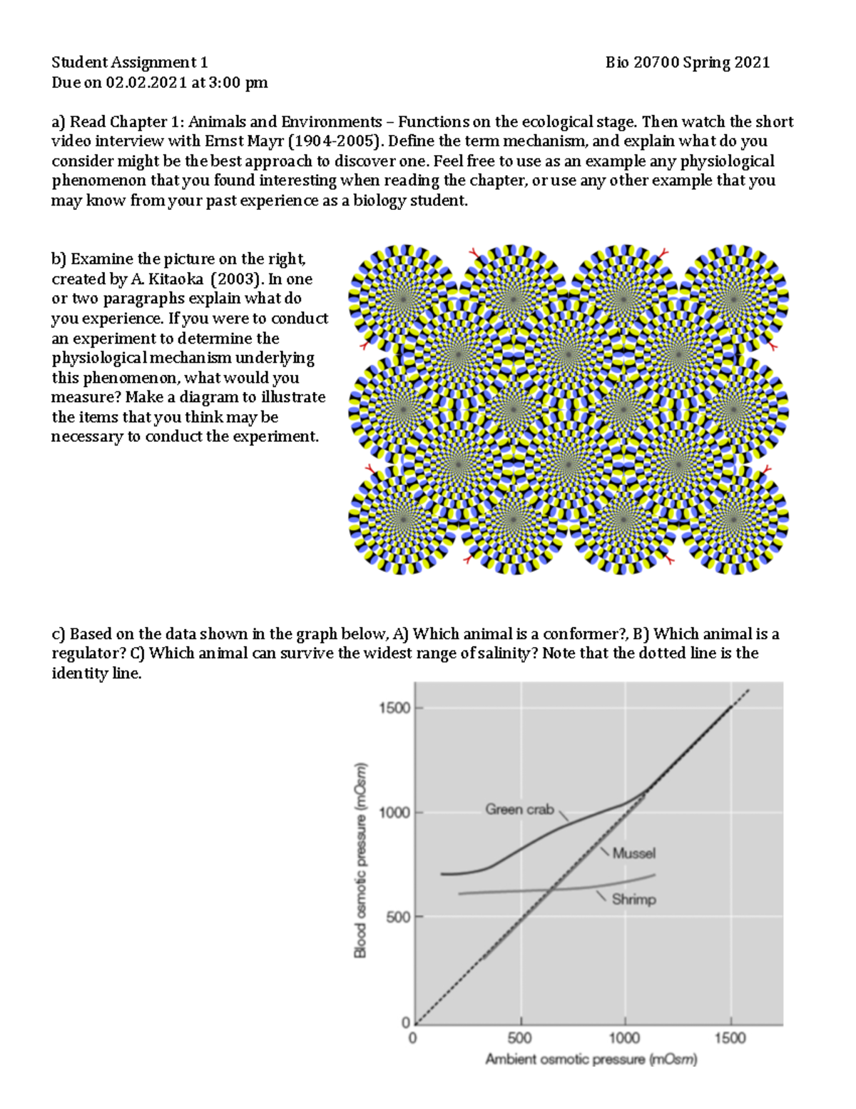 SA1 - SA1 - Student Assignment 1 Bio 20700 Spring Due on 02.02 at 3:00 pm a) Read Chapter 1 ...