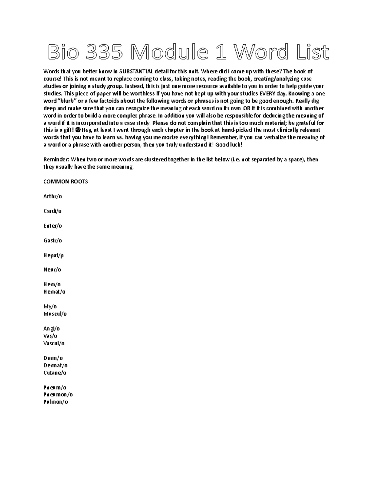 Module 1 Word List - hv,jv - Words that you better know in SUBSTANTIAL detail for this unit ...