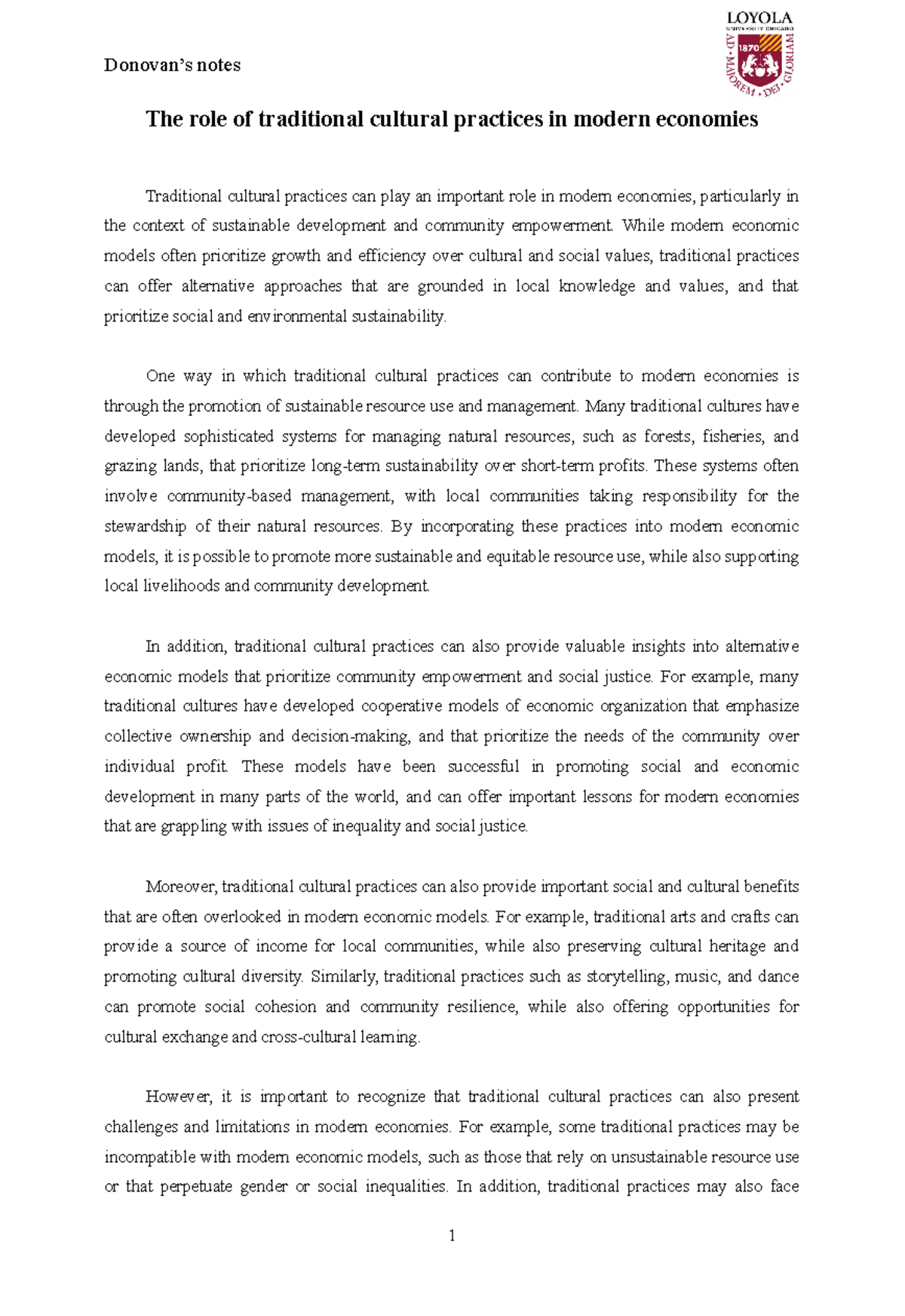 The role of traditional cultural practices in modern economies ...