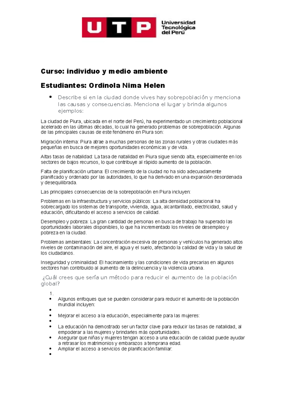 Individuo y medio ambiente helen ordinola nima - Curso: individuo y ...