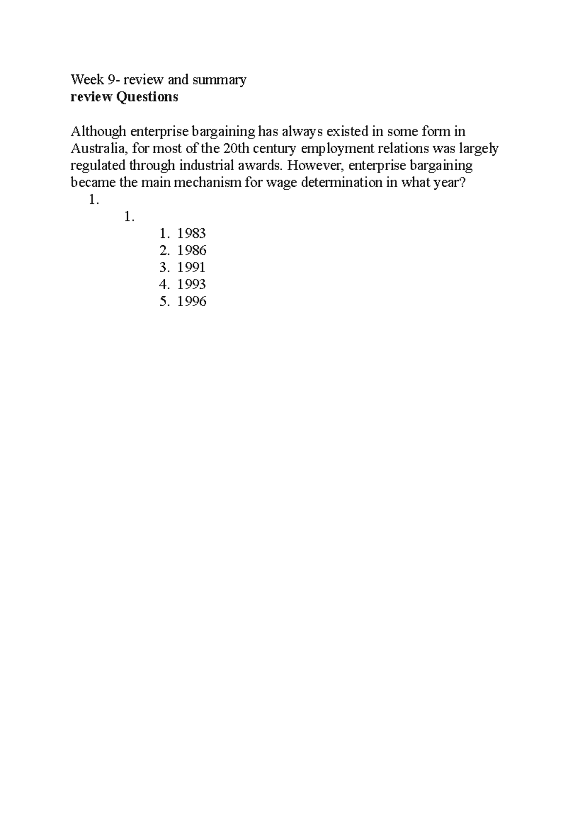 Week 9- Summary AND Review - Week 9- review and summary review ...