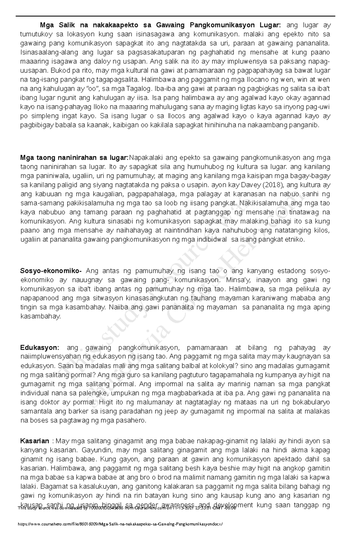 My Assignment: Mga Salik sa Gawaing Pangkomunikasyon - Wika at Pagka ...