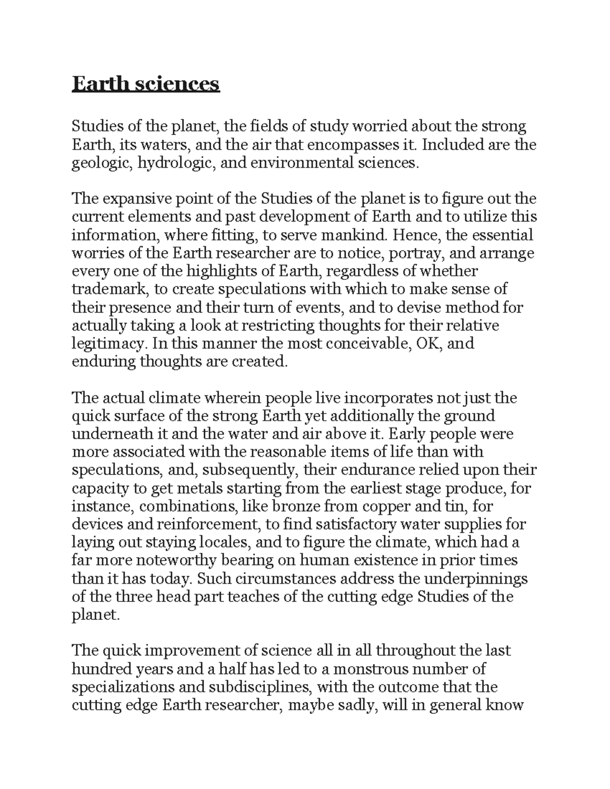 Earth sciences - its a lecture note - Earth sciences Studies of the ...