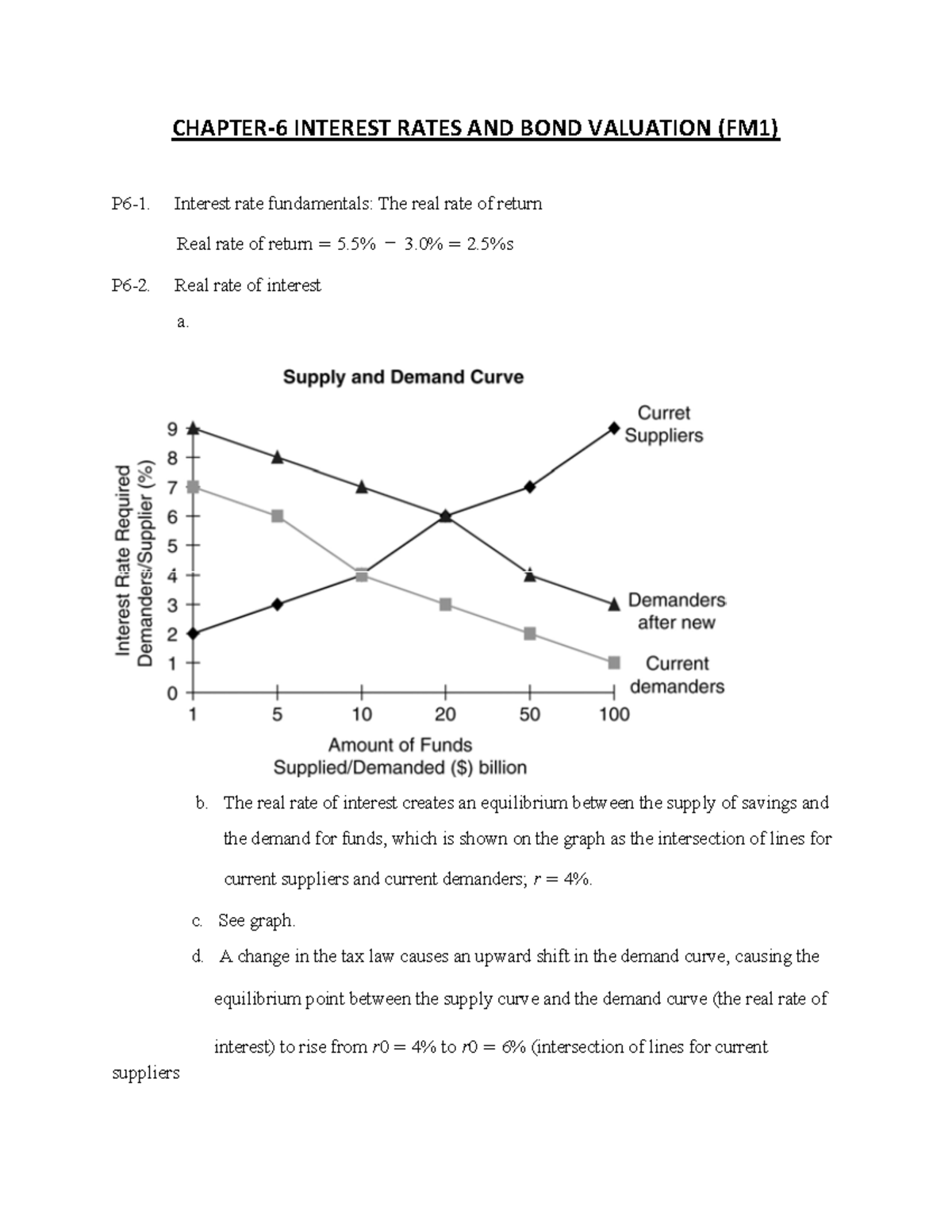 Ch 6 sol - CHAPTER-6 INTEREST RATES AND BOND VALUATION (FM1) P6-1 ...